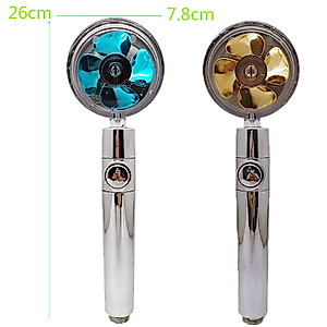 cdbz Handheld Turbocharged Pressure Propeller Driven Spinning Shower Head, 360 Rotation, ABS Material, Modern Style, 3 Settings