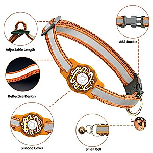 Airtag Dog Collar, Toirneach Adjustable Reflective Dog Collars with AirTag Holder Waterproof Integrated Silicone AirTag Cat Collar Holderwith Bell and Breakaway Buckle Width 0.6 inches