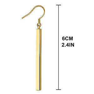Suyi Minimalist Dainty Bar Stud Earrings Long Drop Dangle Earrings for Women BGold