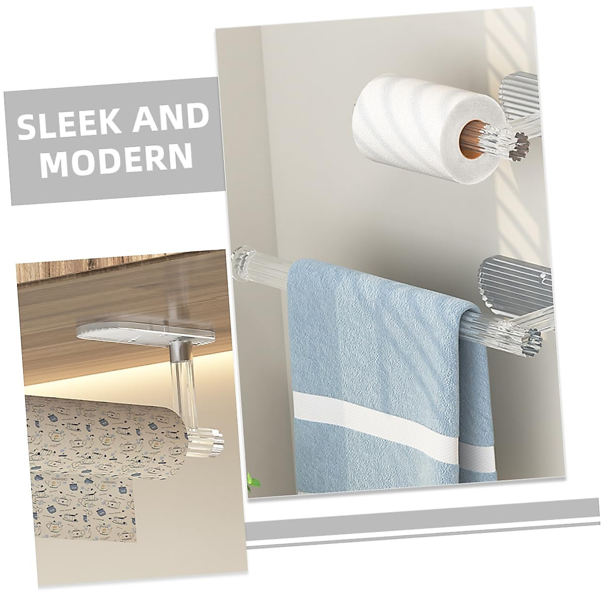 Anneome 2pcs Nail Towel Rack Kitchen Towel Bar Kitchen Towel Hangers Wall Mounted Towel Rack Toilet Paper Hanger Self Adhesive Hand Towel Holder Bath Towel Hanger Acrylic Transparent