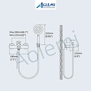 Aolemi Brushed Nickel Bathtub Faucet Wall Mount Only Tub Filler with Handheld Sprayer 6 Inch Centre Single Handle Shower Mixer Taps SUS304 Stainless Steel for Bathroom