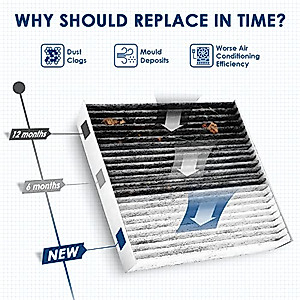 KURIMUP Premium Cabin Air Filter with Activated Carbon,Replacement for CF11819(CP819), Fit for Hyundai Sonata/Azera/Santa Fe, Kia Cadenza/Optima/Sedona, GMC Terrain, Chevrolet Equinox