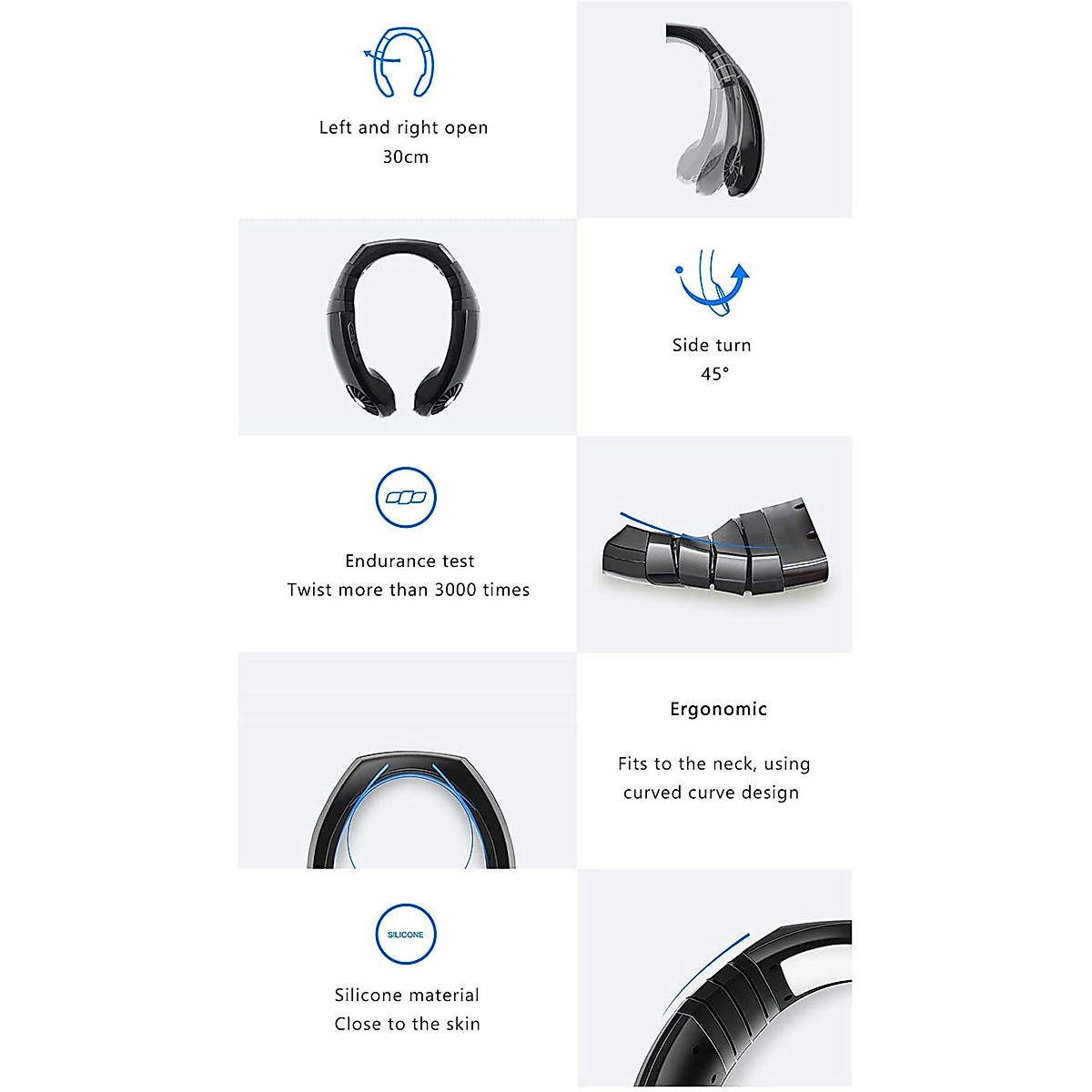 Honsy Neck Fan Air Conditioner Portable Personal Neck Fan Air Conditioner Wearable Ac Battery Rechargeable Mini Personal Fan Cooling Bladeless Neck Fan for Women Men Ice Cooler Outdoor Neck Fan