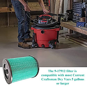 17912 H'epa Filter Replacement Fit for Cr'aftsman 9-17912 Wet/Dry Vacuum Filter with High Efficiency Particle Air