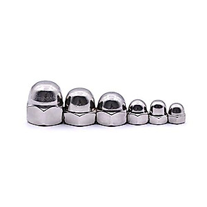 M6-1.0 Acorn Cap Hex Locknuts 30 PCS 304 Stainless Steel 18-8, Bright Finish