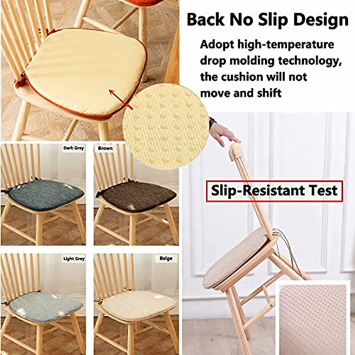 CFMZ Chair Cushions for Dining Chairs 6 Pack U Shaped, Kitchen Chair Cushions with Ties, Non Slip Chair Pads for Dining Chairs U Shaped, Colorful Ding Room Chair Cushion Yellow HGTRH