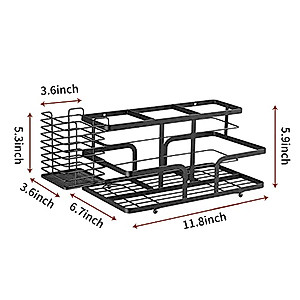 YIGII Hair Tool Organizer - Wall Mounted/Adhesive 4 Compartments Countertop Bathroom Blow Dryer Holder, Styling Hot Tool Organizer for Hair Dryer, Flat Iron Hair Straightener, Curling Wand, Makeup