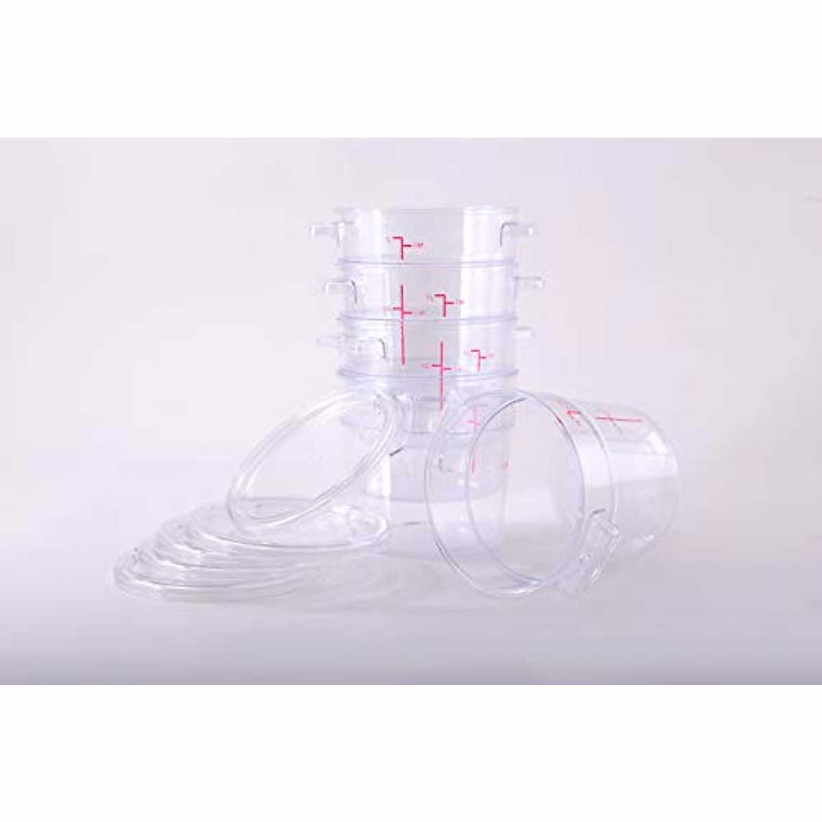 Hakka 1 Qt Commercial Grade Round Food Storage Containers With Lids,Polycarbonate,Clear - Case of 5