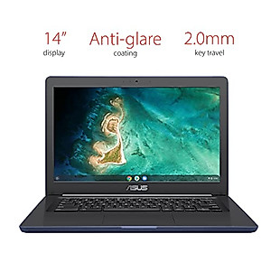 ASUS Chromebook C403 Rugged & Spill Resistant Laptop, 14.0" HD, Intel Celeron N3350 Processor, 4GB RAM, 32GB eMMC 810G Durability, Dark Blue, Chrome OS, C403NA-WS42-BL (Renewed)