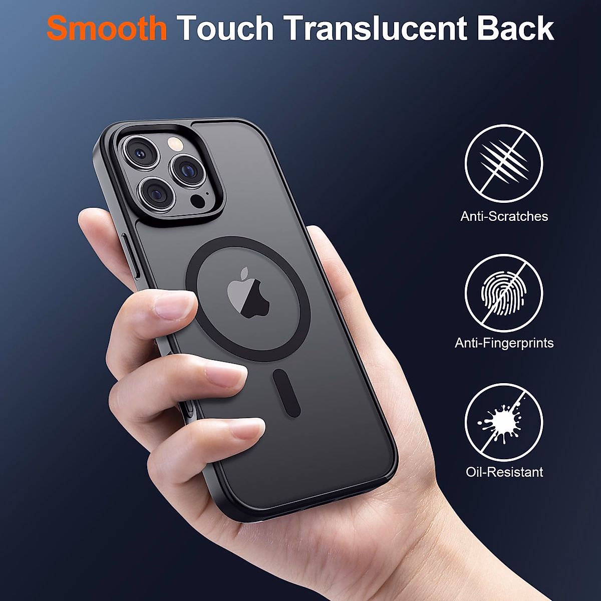 SUPFINE Magnetic for iPhone 16 Pro Max Case (Compatible with MagSafe) (Military Grade Drop Protection) Slim Translucent Matte Shockproof with Anti-Fingerprint Phone Case, Black