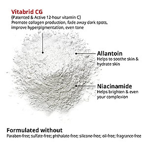 Vitabrid C¹² FACE Brightening dark spot corrector, 12-hour active vitamin C powder, one of the eight innovative technologies, award winning, add into favorite serum/moisturizer, minimize irritation, clinically proven