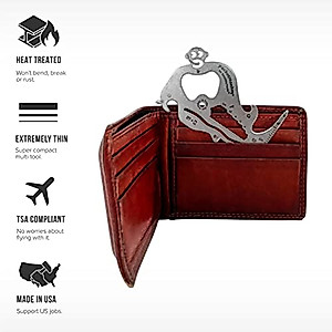 Wallet Multi-Tool, PocketMonkey 12-in-1 Credit Card Tool, Bottle Opener, Stainless Steel, MADE IN USA