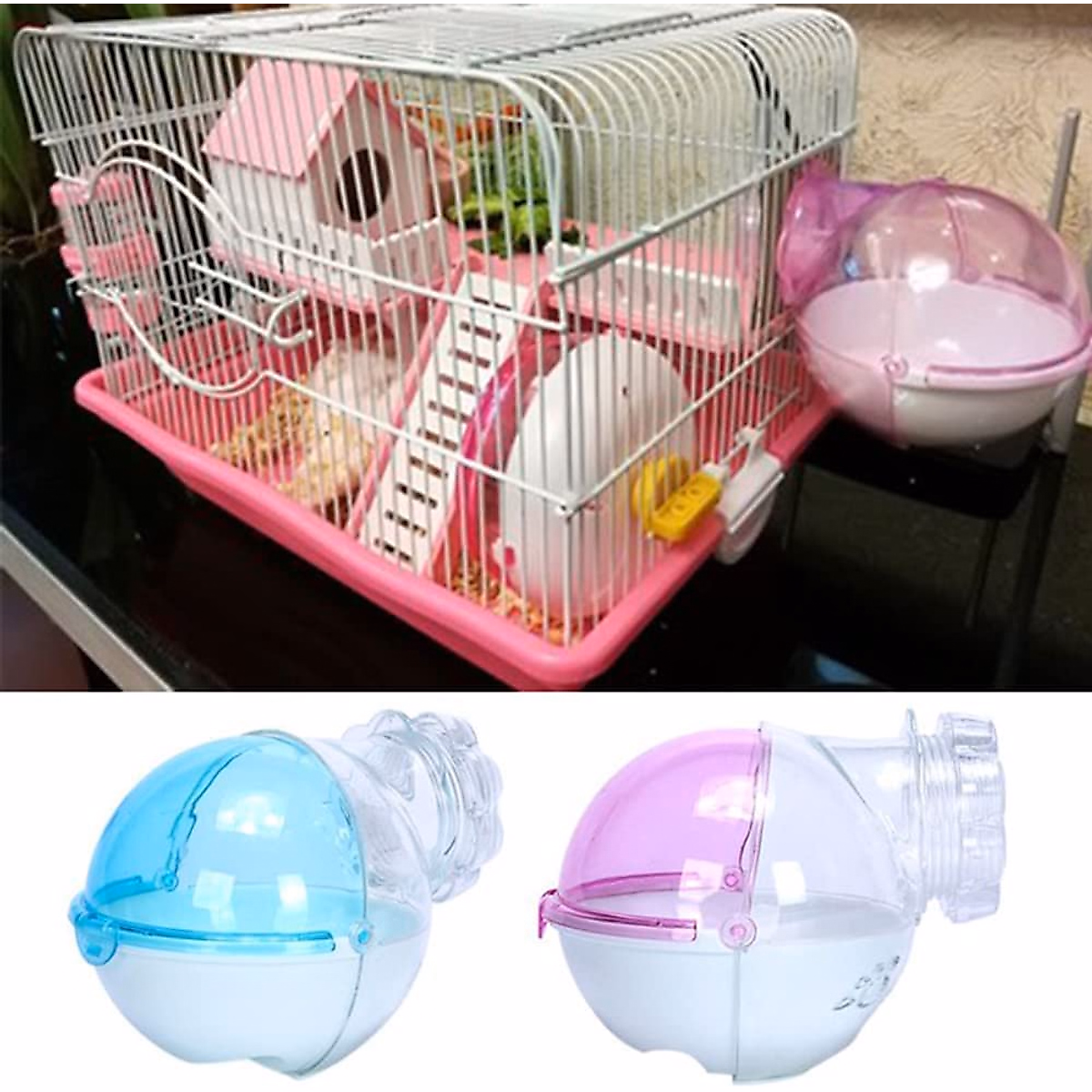 WNZQK Hamster Sand Bathroom Guinea Pig Hideout Hamster Cage Accessories Sand Bath Container Small Pet Toilet Hamster Villa Transparent External(Upgrade Blue)