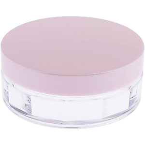 AKOAK Capacity 10 ml(0.33 oz) No Leaks Empty Reusable Plastic Loose Powder Compact Container DIY Makeup Powder Case with Sponge Powder Puff,Elasticated Net Sifter and Pink Threaded Screw Lid
