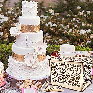 Funyear DIY rustic Wedding Card Box with Lock, Wooden Gift Card Box Holder Money Box for Wedding Reception Deco, Baby Showers, Birthday Party Decorations