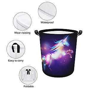 Fantasy Unicorn Large Laundry Basket Hamper Bag Washing with Handles for College Dorm Portable