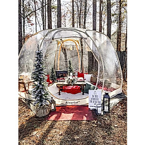 Alvantor Pop Up Bubble Tent - 12’ x 12’ Instant Igloo Tent - 8-10 Person Screen House for Patios - Large Oversize Weather Proof Pod - Cold Protection Camping Tent - Beige