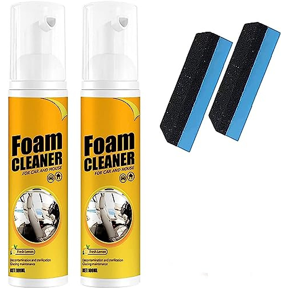 NHIKLATA 2PCS Car Foam Cleaner Spray, Powerful Stain Removal Kit, Multifunctional for House Kitchen (100ml)