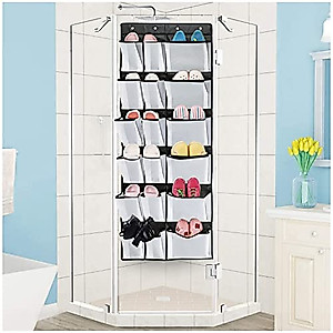 IGOYDD Over the Door Shoe Organizer, Hanging Shoe Organizer with 6 Extra Large Mesh Storage Pockets, Door Shoe Rack for Bedroom Bathroom and Kitchen