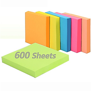 Teskyer 600 Sheets Sticky Notes, 3x3 Inch, 6 Pads Strong Adhesive Self-Stick Notes, 6 Bright Colors, 100 Sheets/Pad