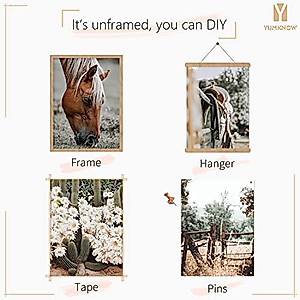 Rustic Farmhouse Bathroom Poster - Boho Western Decor - Highland Cow Pictures Wall Art - Old West Ranch Room Decor - Country Horse Cactus Print - Southwestern Farm House Animal - Gift Cowboy Cowgirl