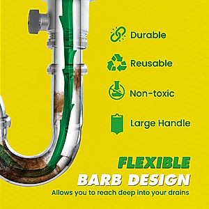 The original Zip-It Hair Clog Remover 25-inch Overall Length Drain Snake Cleaner (3-Pack), Unclog Your Sink, Shower, & Tub Drain In Seconds – Non-toxic, Made in the USA