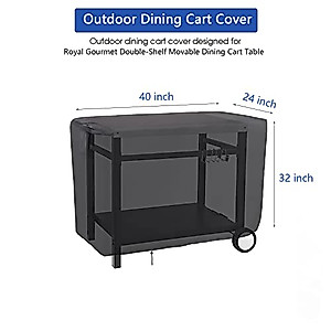 Jungda Outdoor Prep Table Cover for Royal Gourmet Double-Shelf Movable Dining Cart Table, Patio Bar Grill Cart Cover Pizza Oven Table Cover - 40 x 24 x 32 Inch