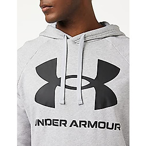 Under Armour Mens Rival Fleece Big Logo Hoodie , Mod Gray Light Heather (011)/Black , Small