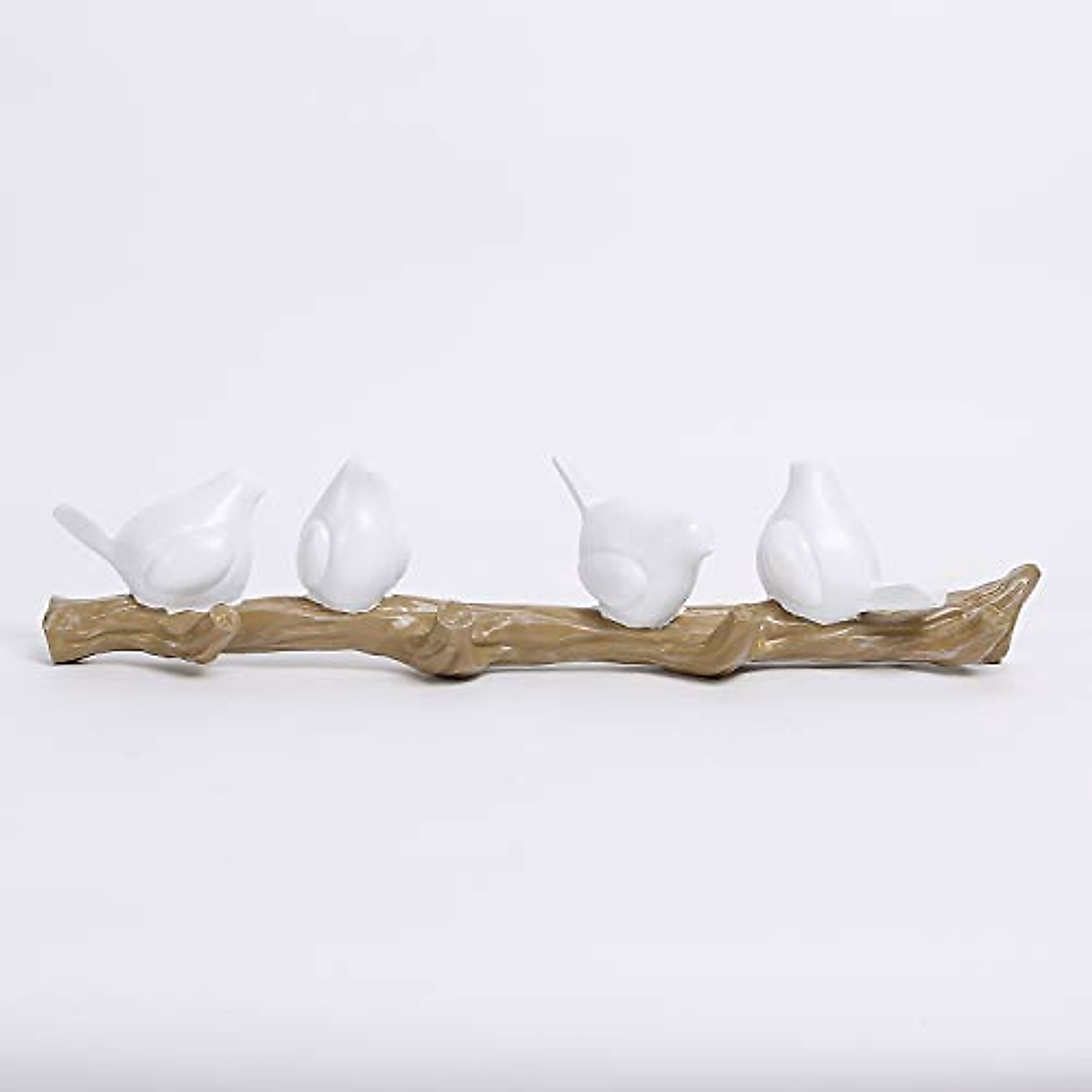 Sweet FanMuLin Resin Decorative Birds On Tree Branch Decor Wall Mounted Coat Rack Art Decor Hanger for Coats/Hats/Keys/Towels/Clothes Storage Hanger (4 Hooks, White)