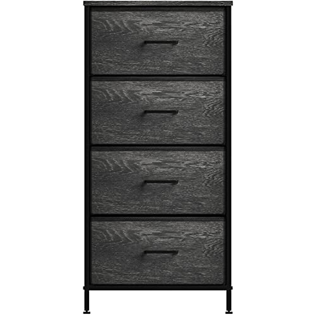 Sorbus Dresser with 4 Faux Wood Drawers - Tall Storage Unit Organizer Tower for Clothes - Bedroom, Hallway, Living Room, Closet, & Dorm Chest Furniture - Steel Frame, Wood Top, Easy Pull Fabric Bins