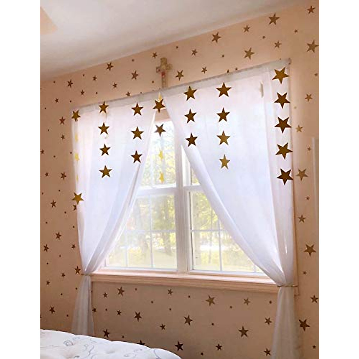 65Ft/20 Meters Star Paper Garland Bunting Banner Party Birthday Hanging Decoration Baby Shower Decor (Gold)