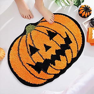 KELINFONG Halloween Doormat, 24 * 16 Inch Non-Slip Washable Spooky Absorbent Halloween Evil Red Lip Kitchen Rug Halloween Bathroom Decor Rug for Kitchen Bedroom Living Room Outdoor Office Indoor