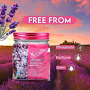 3-in-1 Laundry Pods with Softener & Scent Booster, Total 64 Count Pods, High Efficiency (HE), Powerful Stain Lifter Technology, Fabric Softener with Lavender Extracts, 32 Count/Each (Pack of 2)