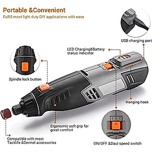 Rotary Tool, 4V Cordless Mini Rotary Multi-Tool Kit with 2 Variable Speed, 31pcs Accessories Kit for Carving, Engravingand Polishing