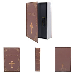 Diversion Book Safe Storage Box (9.5"×6"×2.2"), Dictionary Secret Safe Can with Security Combination Lock, Diversion Book Hidden Safe (Bible,Combination)