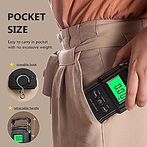 NUTRI FIT Luggage Weight Scale Fish Weighing Scales Digital Handheld Suitcase Weigher with Hook, 165lb/75kg with Measuring Tape for Travel, Fishing, Gifts