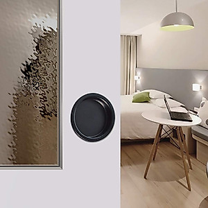 4PCS Black Closet Door Finger Pull 1-3/4", Cupboard Pull Out, Easy Snap-in Circular Sliding Door Pull, No Nails Needed, Perfect for Pocket Door, Bi-Pass Door, Cabinet Door