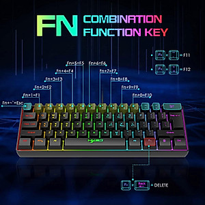 SELORSS Gaming RGB Wired Keyboard and Mouse Combo - USB Gaming Keyboard Compact 61 Keys RGB LED Backlit & Gaming Mouse 6400 DPI - Wired Switch Contoller for Nintendo,Windows PC Gamers,PS4-4 in 1