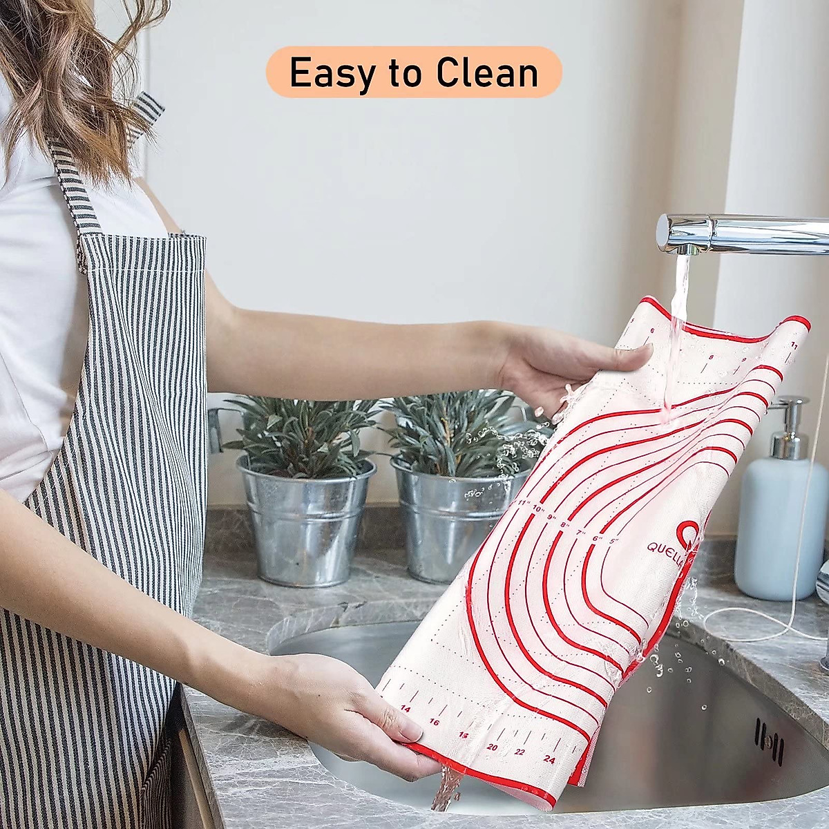 Silicone Pastry Mat for Baking, Baking Mat for Rolling Dough Non Slip Extra Large, Fondant Mat with Measurement, Kitchen Counter Mat for Pie Crust, Pizza and Cookies, Oven Liner Mat,16" x 24", Red