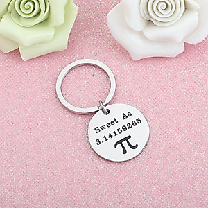 FEELMEM Mathematical Pi Symbol Jewelry Sweet As 3.1415 Keychain Pi Day Math Lover Gift Back to School Gift Math Teacher Gift (Sweet As-ky)