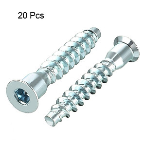 uxcell Furniture Confirmat Screw 7x39mm Hex Socket Wood Screws Zinc Plated 20pcs