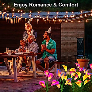 Arrozon Solar Garden Lights Outdoor Garden Decorative with 16 Calla Lily Flowers, Solar Flowers Lights Outdoor Garden Waterproof IP65 for Garden, Pathway, Patio, Yard, Porch, Backyard, 4 Pack