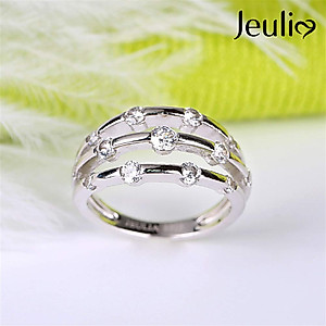 Jeulia 1 Carat Star RIngs for Women 925 Sterling Silver Cubic Zirconia Wedding Band CZ Solitaire Engagement Rings Anniversary Promise Romantic Jewelry Gift (6.5)