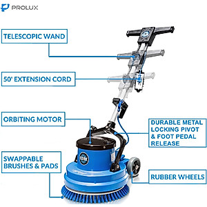 Prolux Core Heavy Duty 15 inch Floor Buffer Scrubber and Polisher Cleaning Machine - All floor surfaces