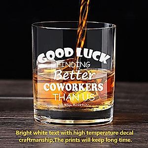 LIGHTEN LIFE Good Luck Finding Better Coworkers Than Us Whiskey Glass,Novelty Coworker Leaving Gift in Valued Wooden Box,Farewell Gift for Coworker Boss Colleague Friend Men,12 oz Old Fashioned Glass