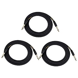 Senor Cable Instrument Cable | Instrument Cable Pack | Cable Instrument | Guitar Instrument Cable (Woven) Guitar Instrument Pack of 3 - Black (10.6 FT, Black, 3)