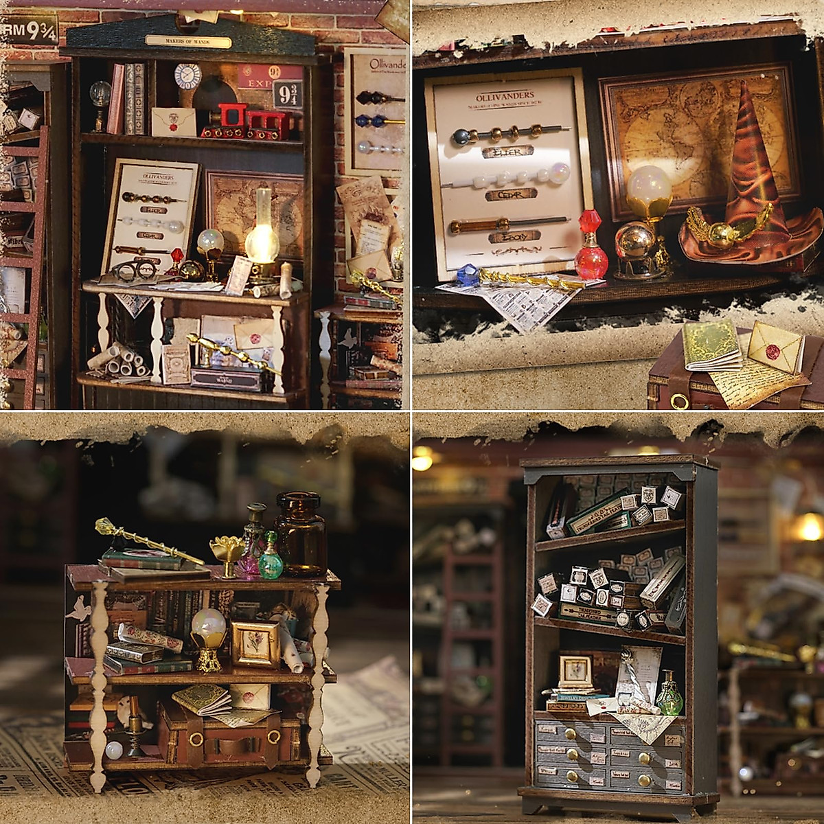 Spilay DIY Miniature Dollhouse Wooden Furniture Kit,Handmade Mini Modern Model Plus with Dust Cover & LED,1:24 Scale Creative Doll House for Lover Friend Gift (Magic House)