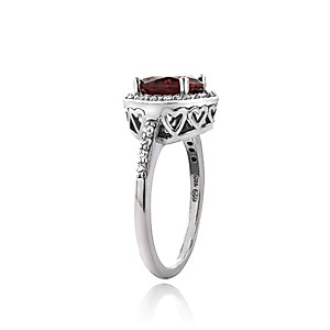 Ice Gems Sterling Silver Garnet and Cubic Zirconia Round Halo Ring, Size 7