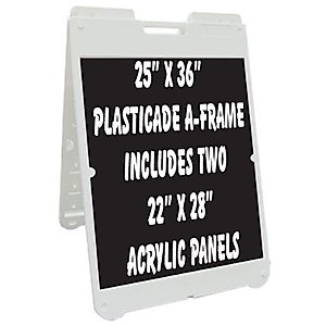 NEOPlex 25" x 36" Poly-Plastic Sidewalk Sandwich Board A-Frame Sign w/Black Acrylic Plexiglas Panels