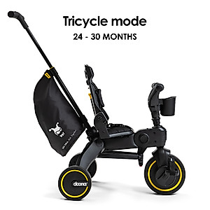 Doona Liki Trike, Midnight Edition - 5-in-1 Compact, Foldable Tricycle - Suitable for Toddlers 10 to 36 Months